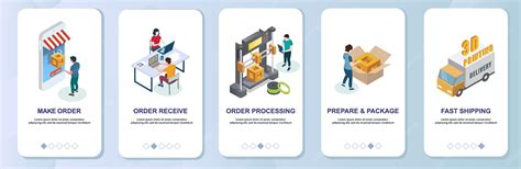 Premium Vector Online 3d Printing Mobile App Onboarding Screens Vector Template