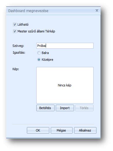 Modulonkénti funkcióleírások Rendszer Kimutatás Analízis Dashboard