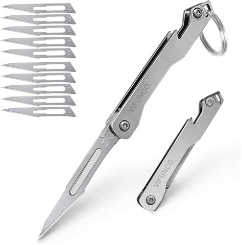 Vifunco Folding Scalpel Knife Pocket Knife For Men Small Keychain Knife Bottle Opener Key