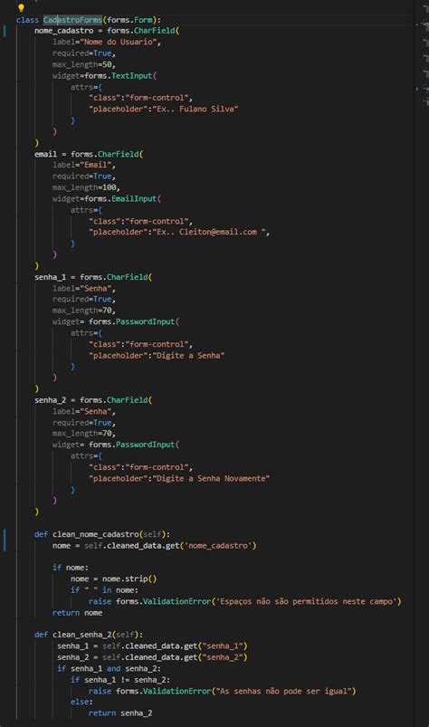 Bug Validação dentro do forms py Django autenticação de