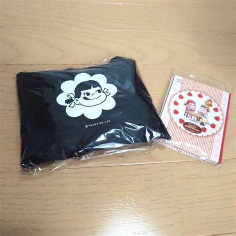 【新品未開封】不二家ペコちゃん エコバッグ黒裏不二家の日 ペコちゃん付箋 メルカリ
