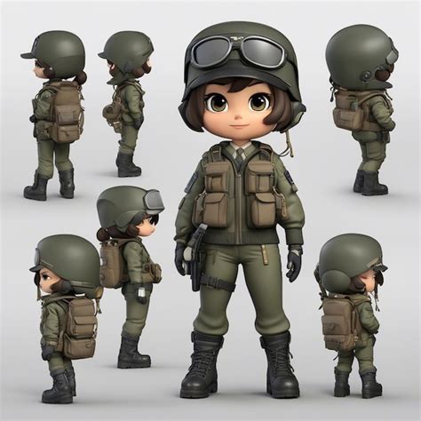 Premium Ai Image A Chibi Cartoon Tyle3dbrazilian Army Character Girl