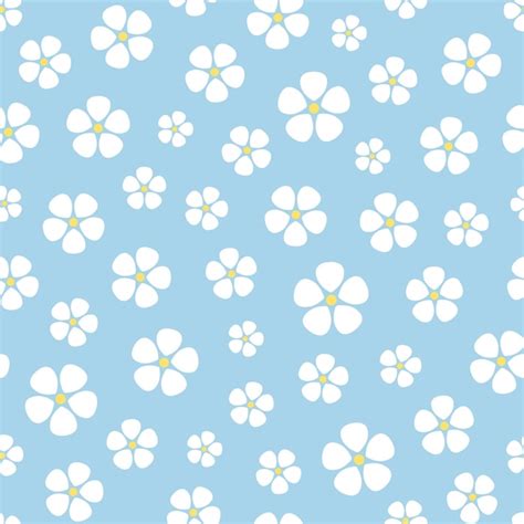 Premium Vector White Daisies On Blue Background Vector Seamless Pattern