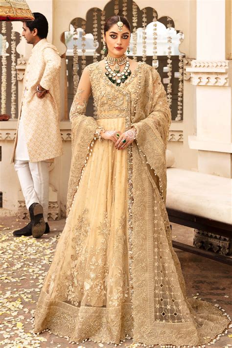 Pakistani Wedding Dress In Traditional Pishwas Style Nameera By Farooq