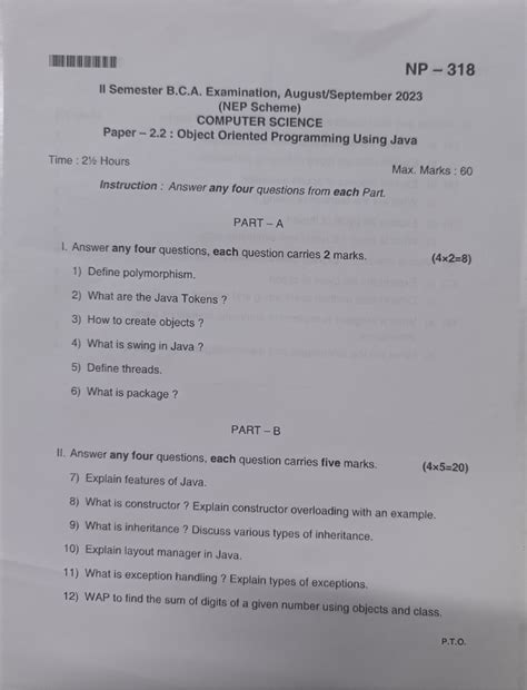 2023 Question Paper Np I 318 Ii Semester Bc Examination 2023 Nep