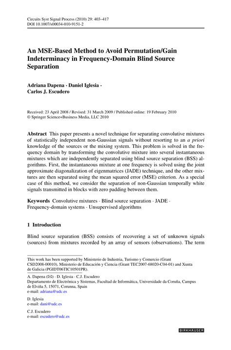Pdf An Mse Based Method To Avoid Permutation Gain Indeterminacy In