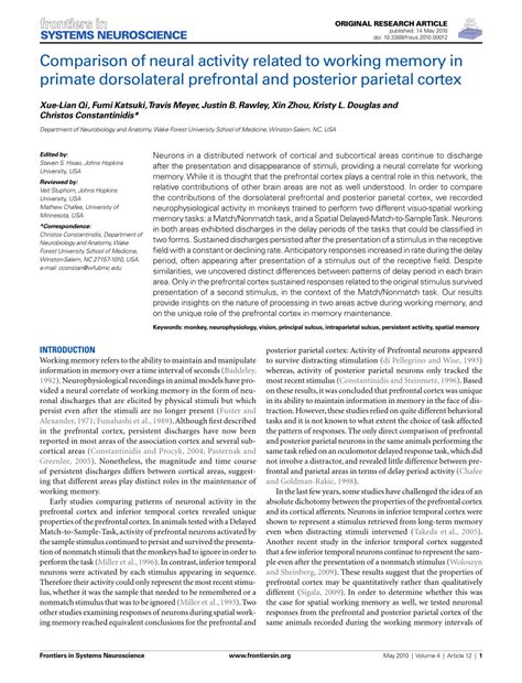 Pdf Comparison Of Neural Activity Related To Working Memory In