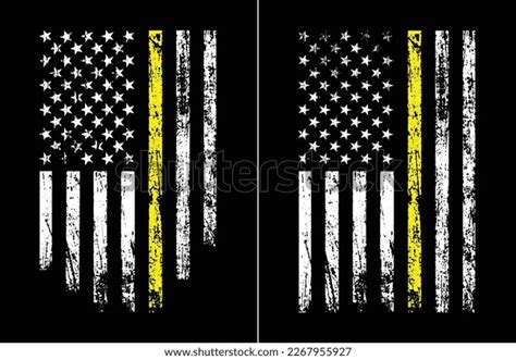 American Flag Thin Yellow Line Design Stock Vector Royalty Free