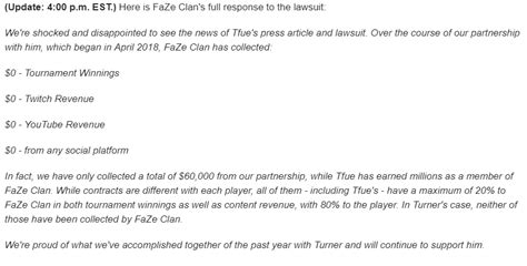 Fortnite Pro Player Tfue Suing Esports Org Faze Clan For Oppressive