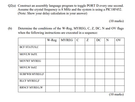 Solved Q2a Construct An Assembly Language Program To Toggle