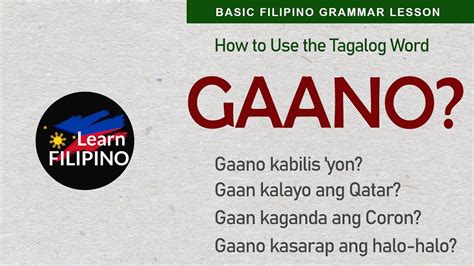 𝗚𝗔𝗔𝗡𝗢 How To Use How How Much In Tagalog Speak Filipino Learn