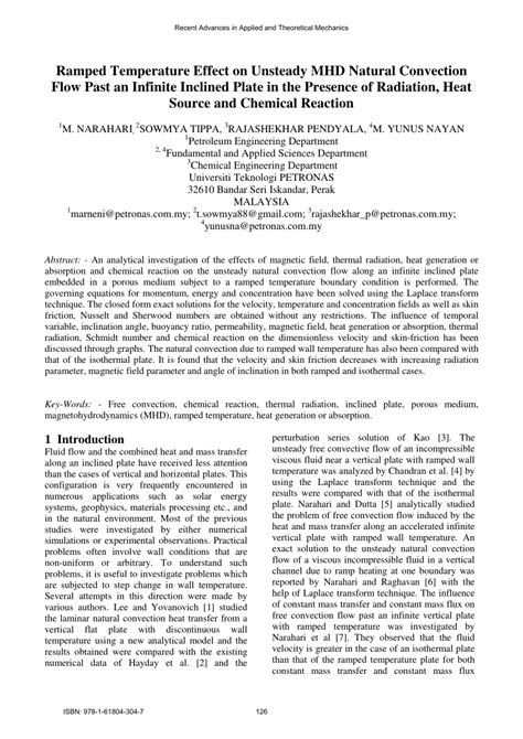 Pdf Ramped Temperature Effect On Unsteady Mhd Natural Convection Flow