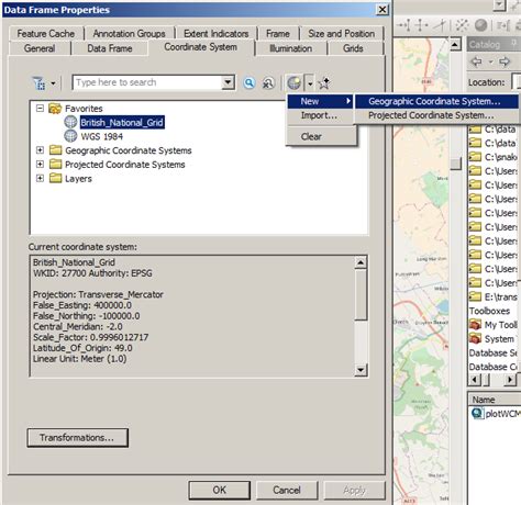 Coordinate System Defining New Datum In ArcGIS With Seven Parameter