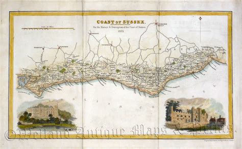 Coast Of Sussex By H Martin C1833 Welland Antique Maps