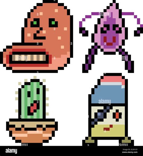 Vector Pixel Art Monster Icon Isolated Cartoon Stock Vector Image And Art Alamy