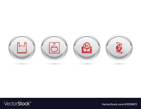 Set Line Plastic Bag Battery In Pack Earth Globe Vector Image
