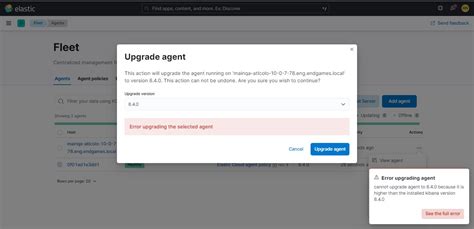 Agent Upgrade Unable To Upgrade Agents On Latest 84 Snapshot And Fleet Fails To Detect