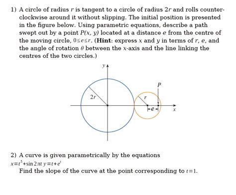 solved 1 a circle of radius r is tangent to a circle of