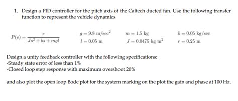 Solved Design A PID Controller For The Pitch Axis Of The Chegg