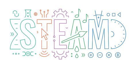 스팀 단어 테크니컬 드로잉 스팀 개념 Steam 단어 및 Steam 기호 과학 기술 공학 예술 수학 교육에 대한 스톡 벡터 아트
