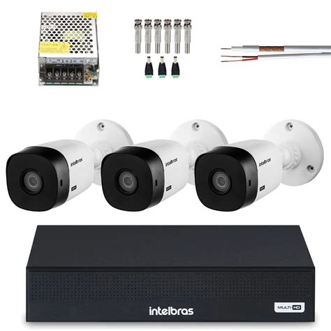 Kit 3 Cameras Segurança Intelbras Full Hd 1080p Dvr 4 Canais