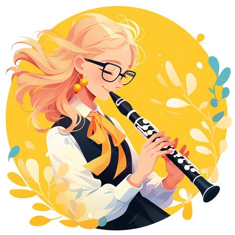 Caucasian Girl In Her 40s Playing The Clarinet Premium Ai Generated