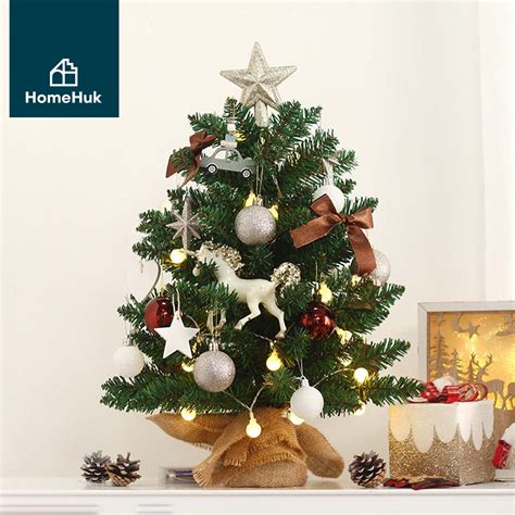 [พร้อมส่ง] Homehuk ต้นคริสต์มาสตั้งโต๊ะ 50cm พร้อมของตกแต่ง เปิดไฟได้ ต้นคริสต์มาส ตั้งโต๊ะ Diy