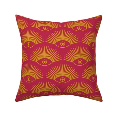 Art Deco Evil Eye Mustard Yellow Fabric Spoonflower