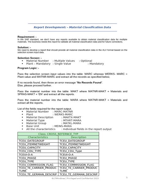 Functional Specification Report Development Material Classification Functional Specification Report Development Material Classification
