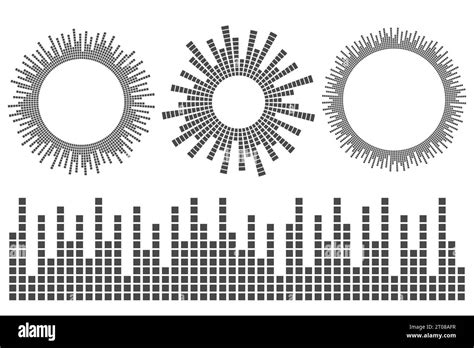 Circle Sound Wave Audio Music Equalizer Round Circular Icons Set Spectrum Radial Pattern And