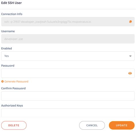 Stratus Panel Ssh Users Documentation
