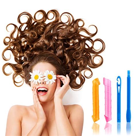 18 Pieces Hair Curlers No Heat Spiral Curls Styling Kit Heatless Curlers Colored With Styling