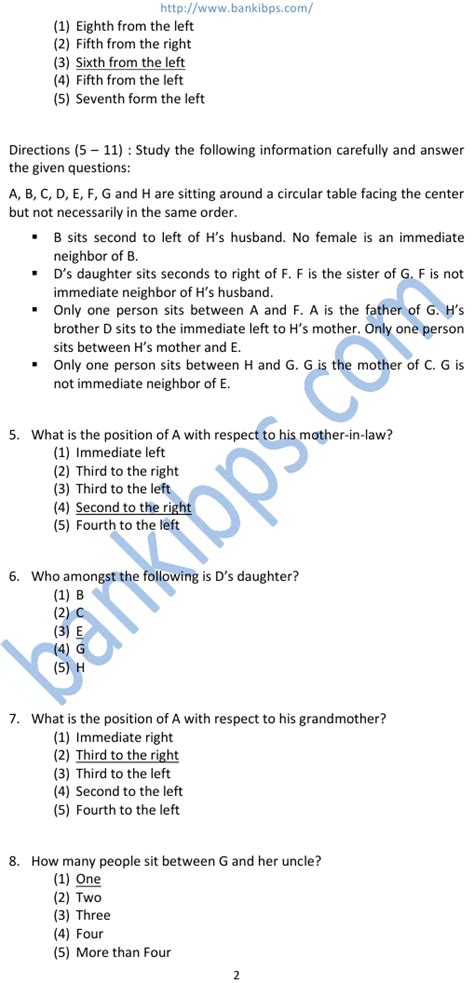IBPS PO Reasoning Question Paper