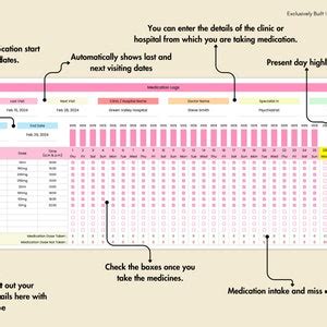 Medication Tracker Spreadsheet For Medications Pill Reminder