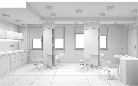Salón De Belleza Interior Visualización 3d Ilustración Cg Render Foto