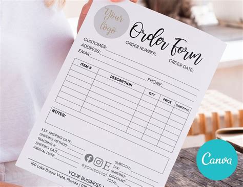 Customizable Order Form For Your Business