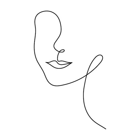 Le Visage Dune Belle Femme Dans Le Style De Dessin Au Trait Vecteur