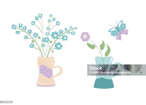 주전자에 꽃이 있는 꽃다발입니다 여름 요소 벡터 일러스트 레이 션 0명에 대한 스톡 벡터 아트 및 기타 이미지 0명 개체 그룹 계절 Istock