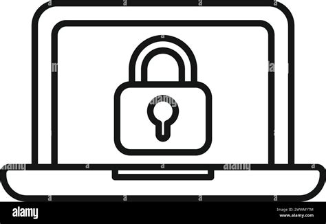 Secured Online Laptop Icon Outline Vector Message Internet Laptop