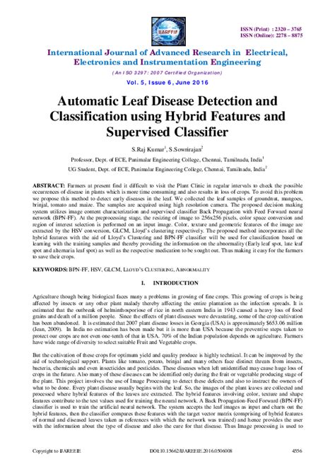 Pdf Automatic Leaf Disease Detection And Classification Using Hybrid Features And Supervised