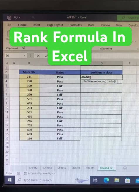 Rank Formula In Excel Trendingshorts Exceltutorial Shorts Shortsvideo Viralvideo Trending