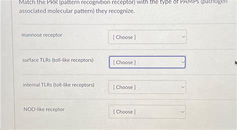 Solved Match The PRR Pattern Recognition Receptor With Chegg Com