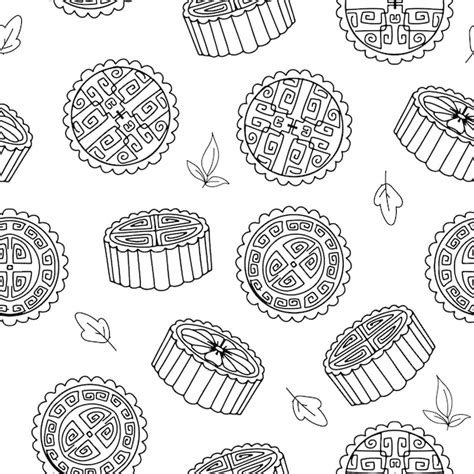 Premium Vector Translation Chinese Mooncake Seamless Pattern Happy