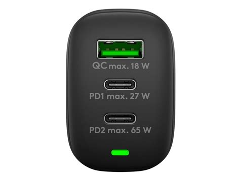 100 240VAC adapter Goobay PD Multiport 65W USB C gyorstöltő fekete P SUP USB PD03