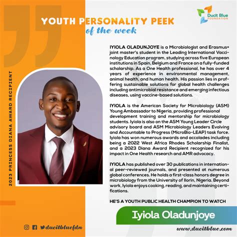 Meet Our Youth Personality Peek Of The Week Iyiola Oladunjoye Ducit Blue Solutions