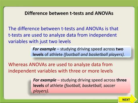 Difference Between T Tests And Anovas Pptx