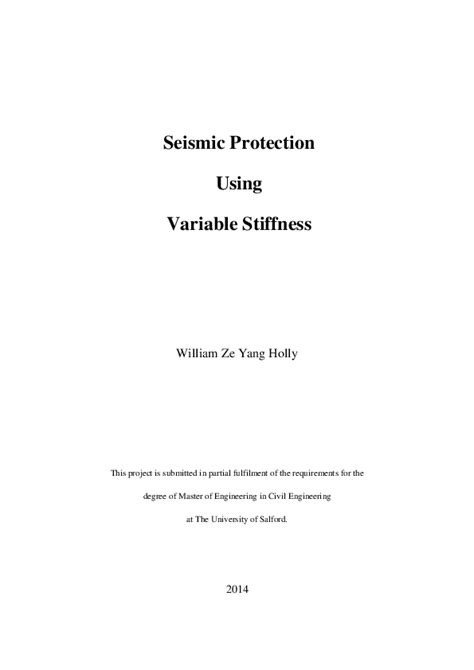 Pdf Seismic Protection Using Variable Stiffness