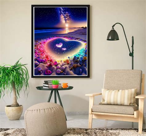 Beach Diamond Art Kits For Adultsnight Heart Love Landscape 5d Diamond