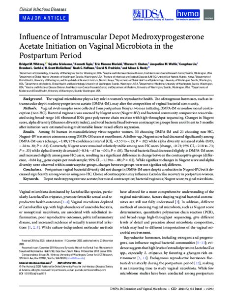 Pdf Influence Of Intramuscular Depot Medroxyprogesterone Acetate