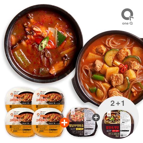 원큐 얼큰한 고추장찌개 4팩 맵달 부대볶음 1팩 외 캠핑음식 모음 티몬